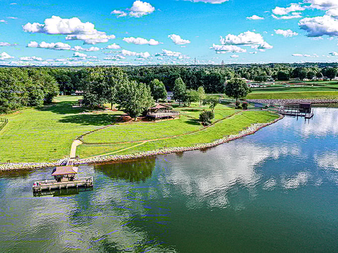 Lake Robinson Park offers tranquility and water views that make retirement brochure photographers weep with joy. Nature's stress reliever.