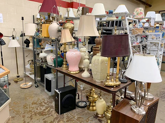 Lamp paradise&mdash;where vintage ceramic bases and brass beauties compete for your living room corner.