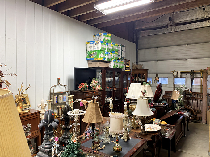 Vintage lamps providing both illumination and conversation starters&mdash;because overhead lighting is for people without imagination or style preferences.