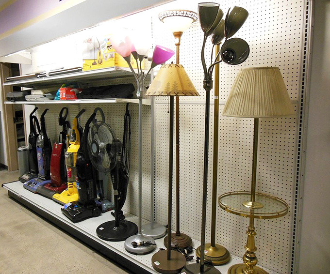 Lamp department: illuminating evidence that one person's outdated decor is another's "vintage-inspired" Pinterest project waiting to happen.