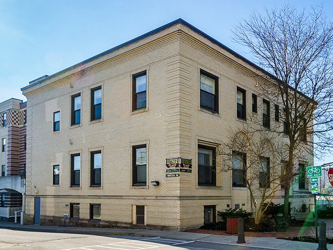 Luther Place's clean lines and classic brick construction represent Oil City's more understated architectural side. Sometimes beauty whispers rather than shouts.