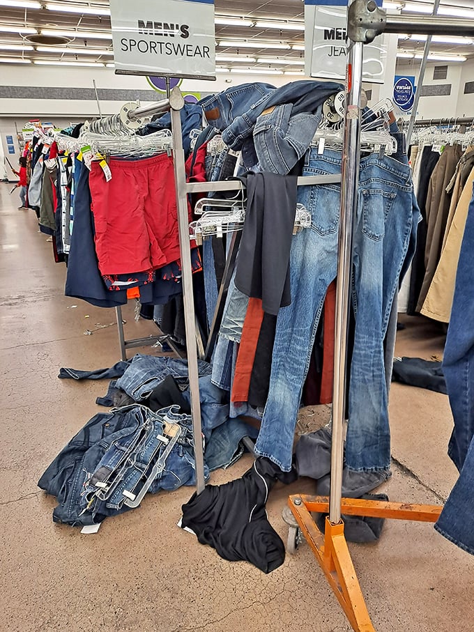 The men's department: where yesterday's business casual becomes today's "I found this amazing vintage piece at Goodwill!"