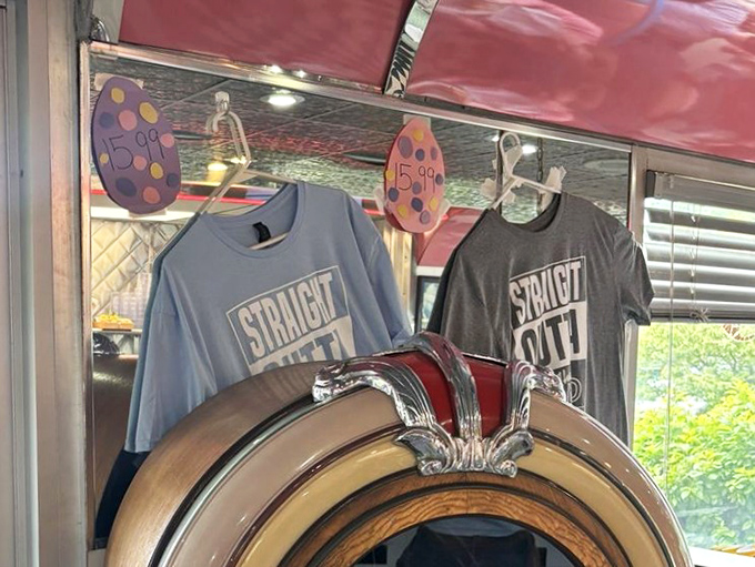 Diner merch hanging proudly &ndash; because sometimes you need a t-shirt to remember where you had that life-changing breakfast.