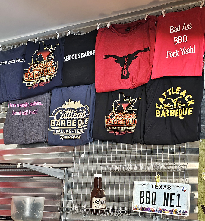 Wear your meat loyalty proudly! T-shirts proclaim barbecue devotion with slogans like "Bad Ass BBQ" and "Fork Yeah!"