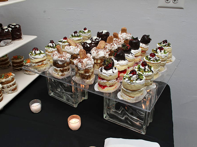 Individual mini cakes decorated with such care you almost feel guilty eating them – almost, but not quite enough.