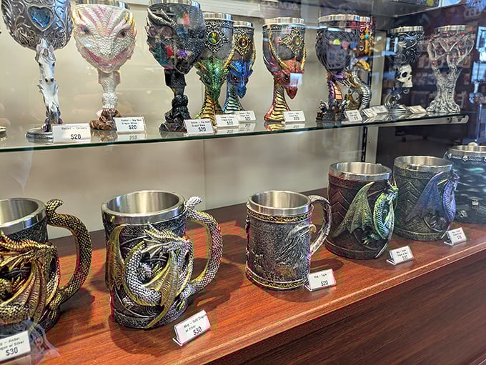 Fantasy meets function in this collection of medieval-inspired drinkware. Game of Thrones fans can toast their shopping victories in properly dramatic style.