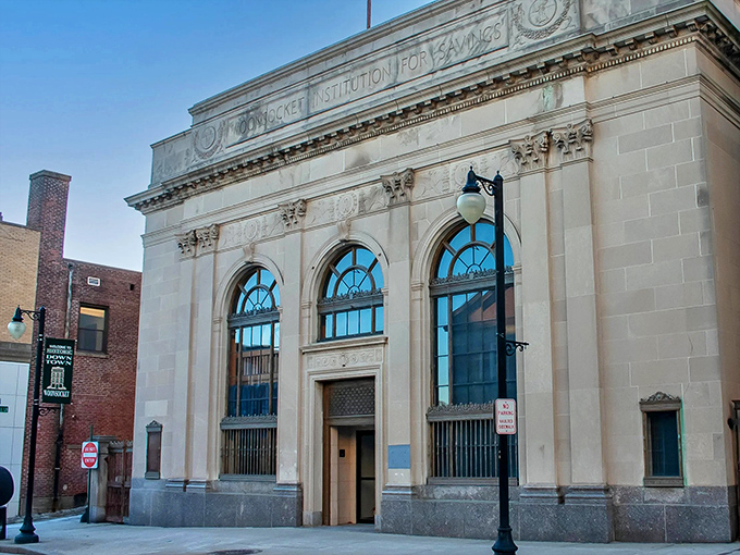 The former Woonsocket Institution for Savings building stands as architectural testimony to an era when even banks aspired to beauty.