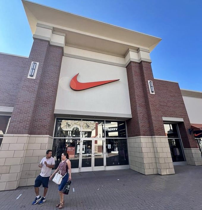 Nike's imposing storefront stands like a temple to athletic achievement&mdash;or at least to achieving amazing deals on premium sportswear.