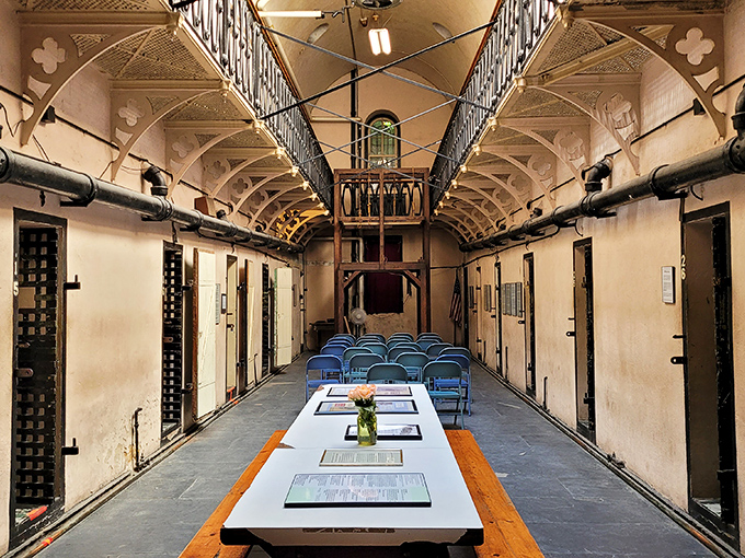 The Old Jail Museum's interior reveals a haunting glimpse into 19th-century incarceration, where history's darker chapters are preserved for modern reflection.