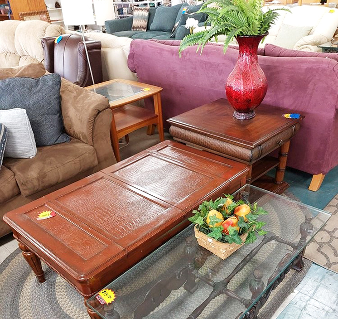 Living room setups showcase how these pre-loved pieces can transform your space without transforming your bank account.