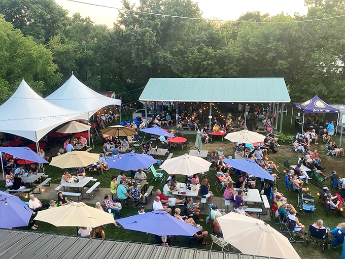 Summer evenings in Zelienople mean outdoor gatherings where everyone knows your name. Those umbrellas shield more than sun&mdash;they're covering retirement paradise.