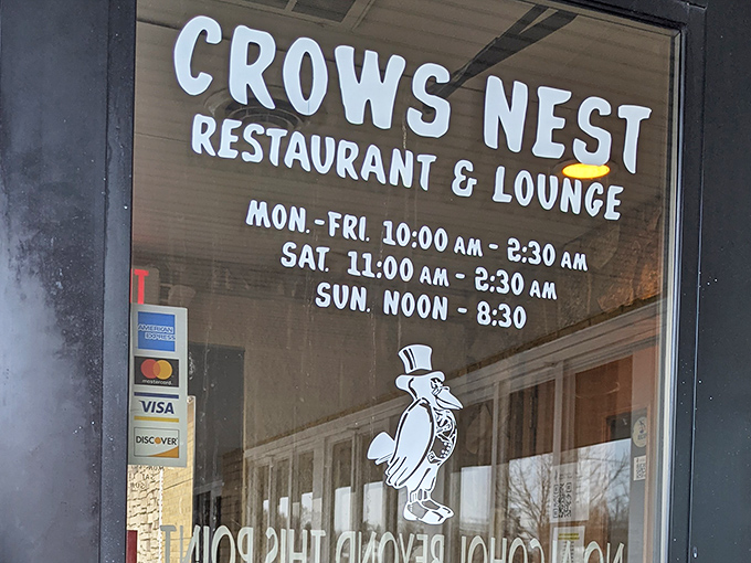 Those hours tell you everything - this isn't some trendy flash-in-the-pan. The Crow's Nest is serious about feeding Ashtabula almost around the clock.
