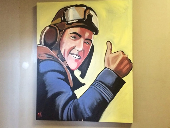 This vintage-style painting captures the eternal optimism of early aviation&mdash;when pilots gave thumbs-up not for Instagram, but because they'd actually survived the flight.