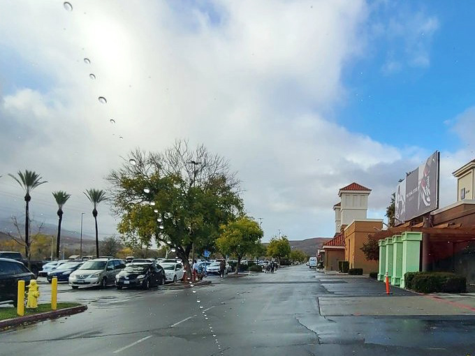 Even on cloudy days, the Mediterranean-inspired architecture and palm trees create a shopping atmosphere that feels more "resort" than "retail."