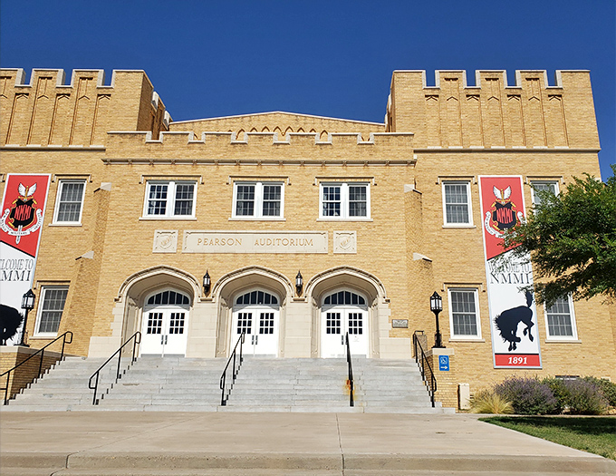 Pearson Auditorium's castle-like architecture houses community events and performances, bringing cultural experiences to Roswell residents without astronomical ticket prices.