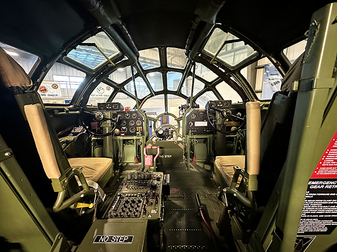 Step into the office of World War II bomber crews. The cockpit's dizzying array of gauges and switches makes your car dashboard look like child's play.