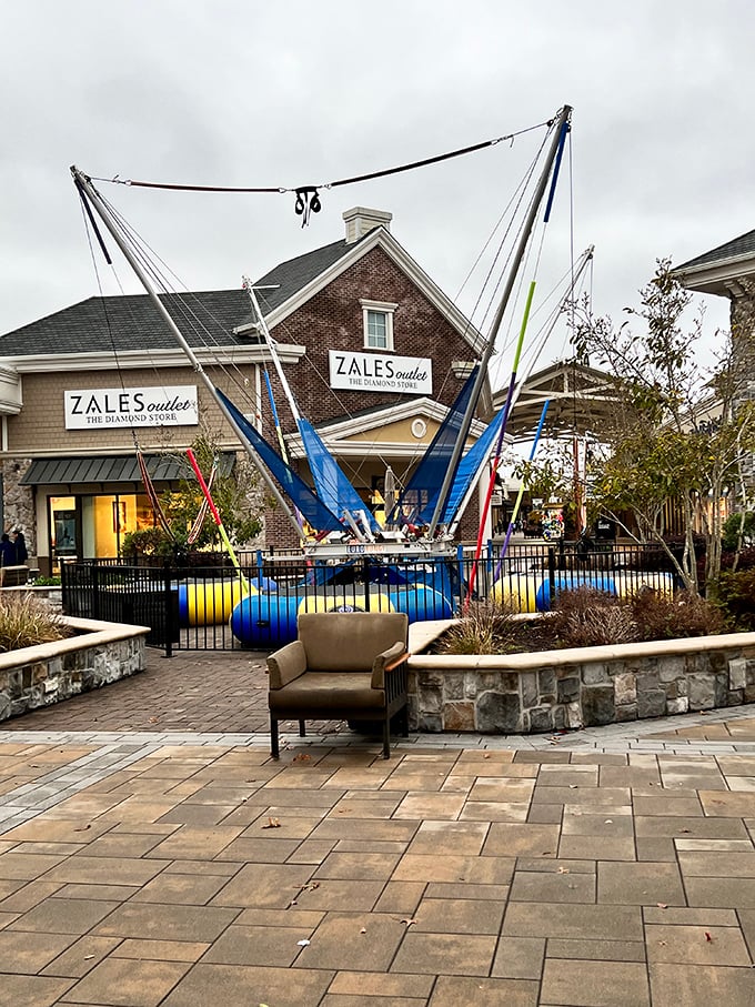 The bungee jump attraction proves that some thrills at Norfolk Premium Outlets don't involve credit cards or discount tags.
