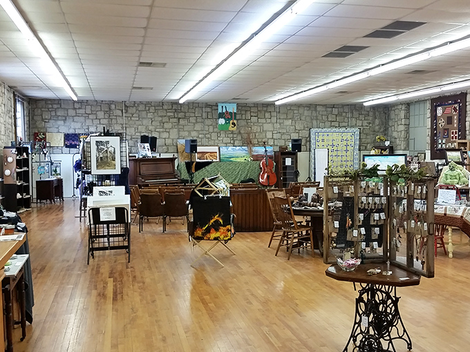Prairie PastTimes displays local artisan treasures in a spacious gallery where creativity meets Kansas craftsmanship.