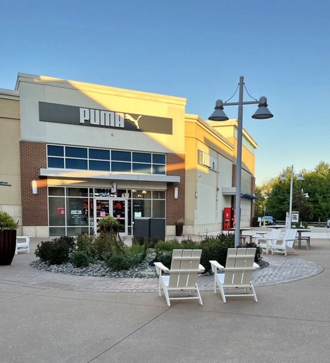 Puma's storefront comes with bonus Adirondack chairs &ndash; perfect for contemplating whether you really need another pair of sneakers. (Spoiler: you do.)
