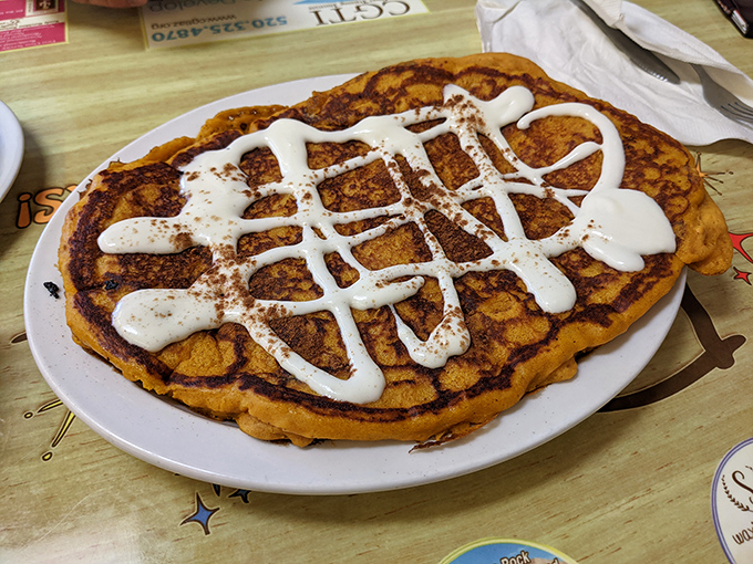 This pumpkin pancake with its cinnamon-dusted cream cheese drizzle isn't just breakfast&mdash;it's what autumn would taste like if seasons could cook.