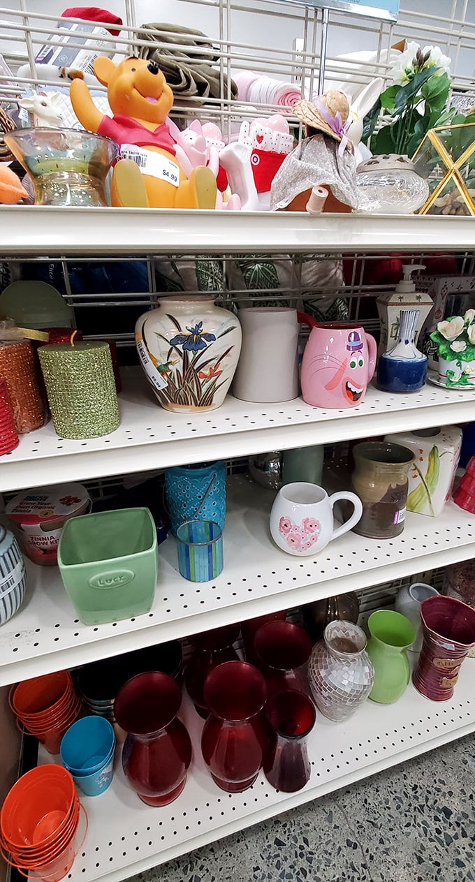 Winnie the Pooh and Patrick Star holding court among ceramic treasures &ndash; childhood nostalgia meets practical housewares in this delightful jumble.