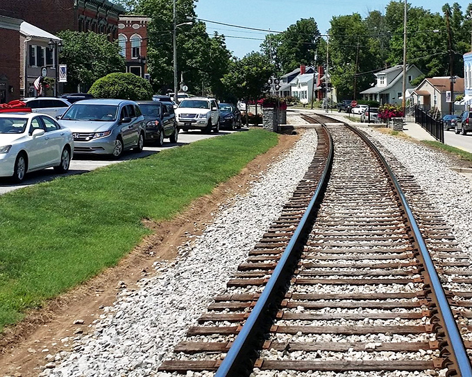 The railroad tracks that gave Midway its name still run straight through town. Trains occasionally rumble through, adding percussion to the town's daily symphony.