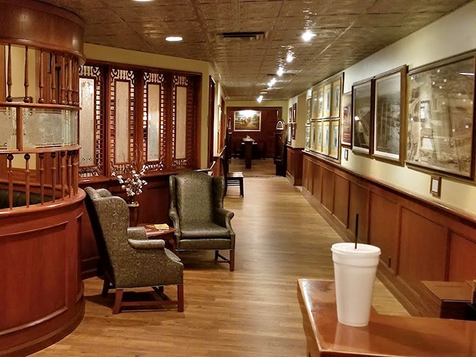 A hallway lined with history and comfortable chairs for those who arrive fashionably early. Like walking through Arizona's culinary timeline.
