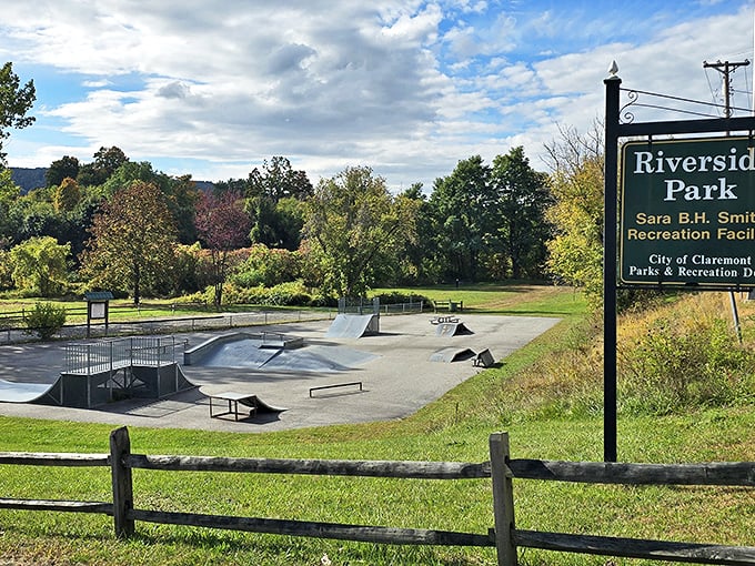 Riverside Park's skate ramps prove Claremont embraces all generations&mdash;concrete waves waiting for wheels and the soundtrack of youth against a backdrop of autumn.