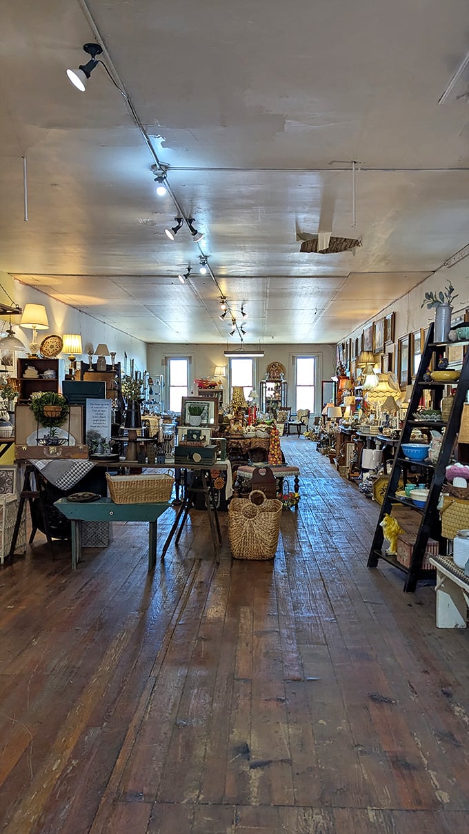 Tables laden with treasures create narrow pathways of possibility. The basket collection alone could supply a picnic for the entire county.