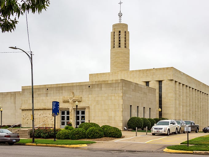 Sacred Heart Cathedral's modernist design proves that Salina embraces architectural diversity alongside its more traditional buildings.