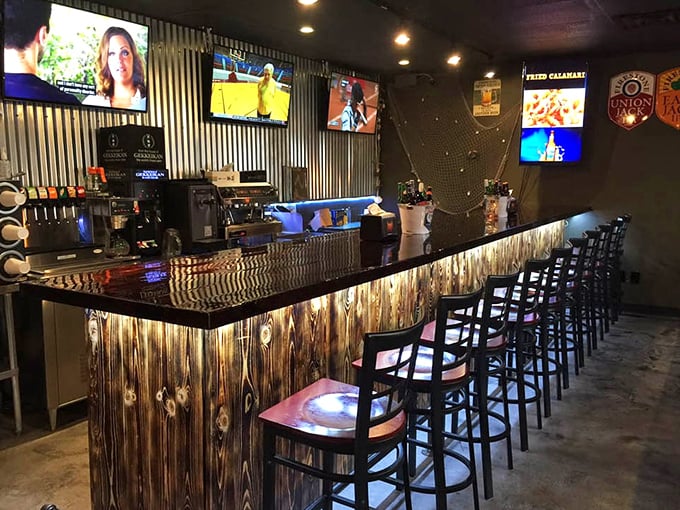 Multiple screens ensure you won't miss the game while engaging in the equally competitive sport of lobster dismantling.