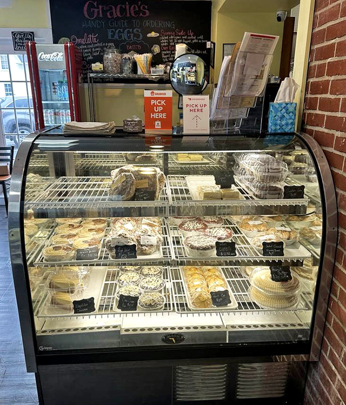 The pastry case: where willpower goes to die and breakfast dessert dreams come true. Resistance is both futile and unnecessary.