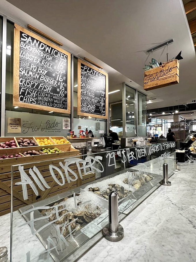 The oyster display is a siren call to seafood lovers &ndash; these briny beauties are just waiting to slide down your throat.