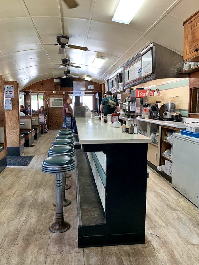 The counter view stretches the length of the diner, a runway where plates of comfort food make their grand entrance.