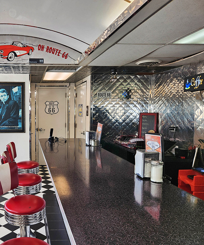 Route 66 memorabilia and vintage details remind you that some things actually were better in the old days.