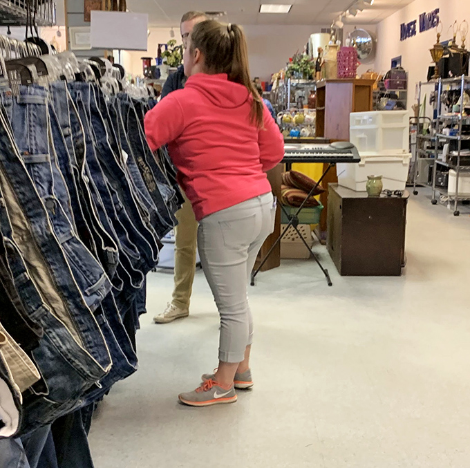 The thrill of the hunt in action&mdash;shoppers scanning racks with the focus of archaeologists on the verge of discovery.