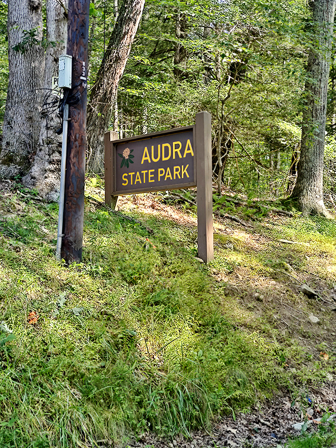 The understated welcome sign &ndash; like finding the door to Narnia, if Narnia had excellent fishing and picnic facilities.