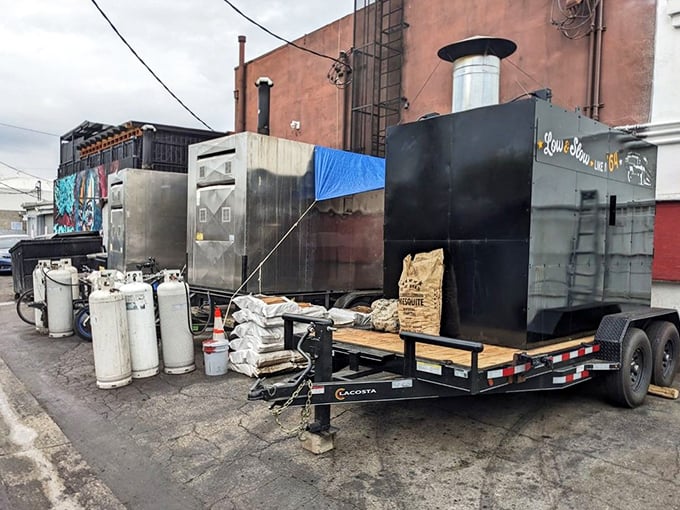 Where the magic happens—these smokers work harder overnight than most of us do all week, transforming tough cuts into tender treasures.