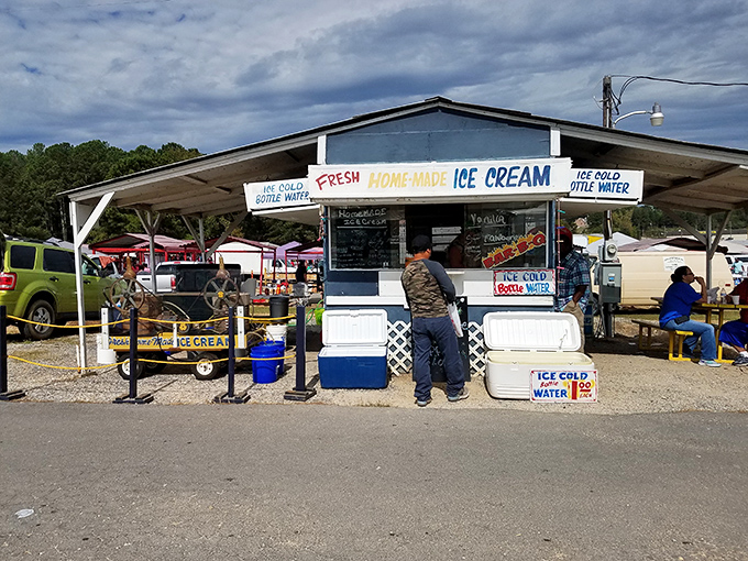 Ice cream and homemade treats beckon from the snack bar, essential fuel for serious shopping expeditions.