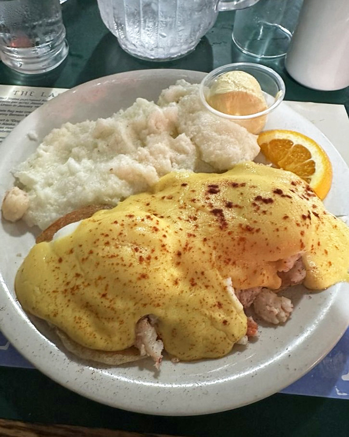 This snow crab eggs Benedict isn't messing around&mdash;golden hollandaise cascading over what might be the most important meal in Anchorage.