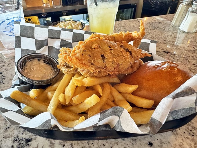 The sandwich that answers the question: "What if we took something delicious and put it between bread?" Seafood architecture at its finest.