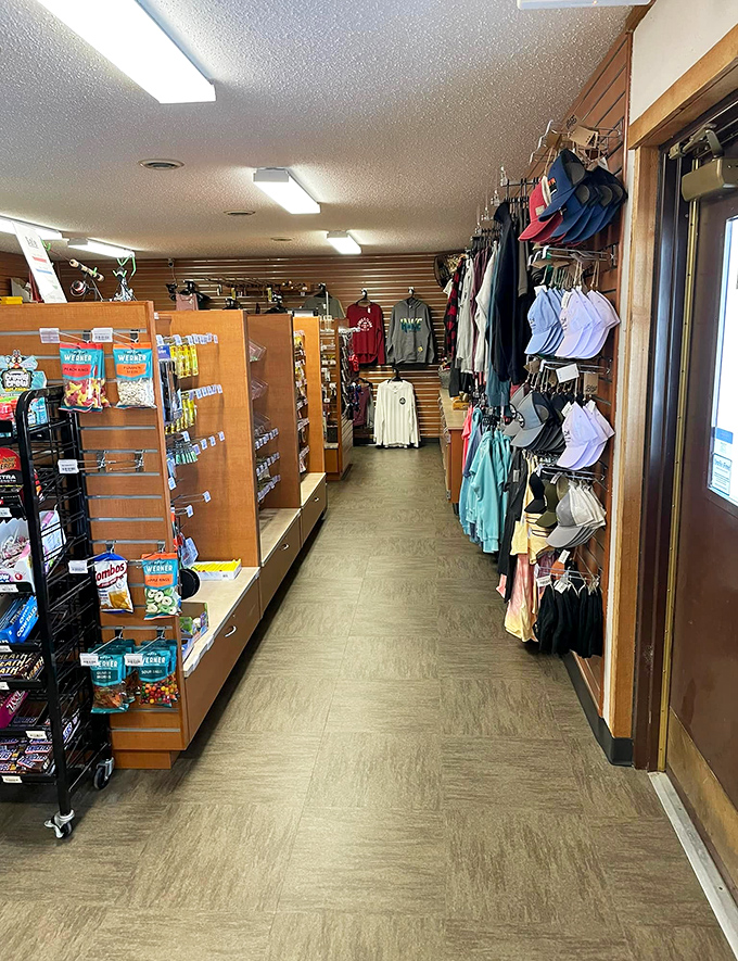 The park store offers essentials and souvenirs for forgetful campers. Because someone always forgets marshmallows for the s'mores.