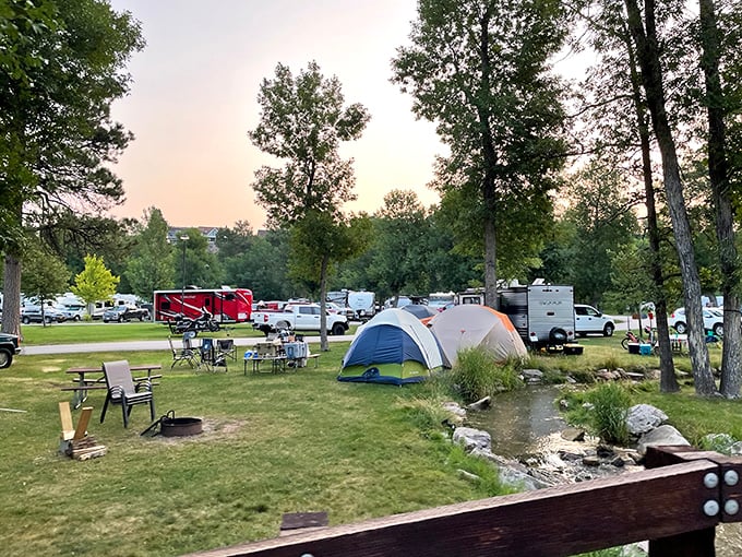 Spearfish camping at its finest&mdash;where you can pitch your tent alongside a stream that provides both ambiance and nature's white noise machine.