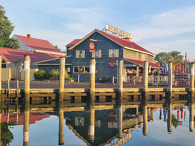 The Crab & Steak House sits so close to the water, you could practically cast a line from your table&mdash;seafood doesn't get fresher than this.