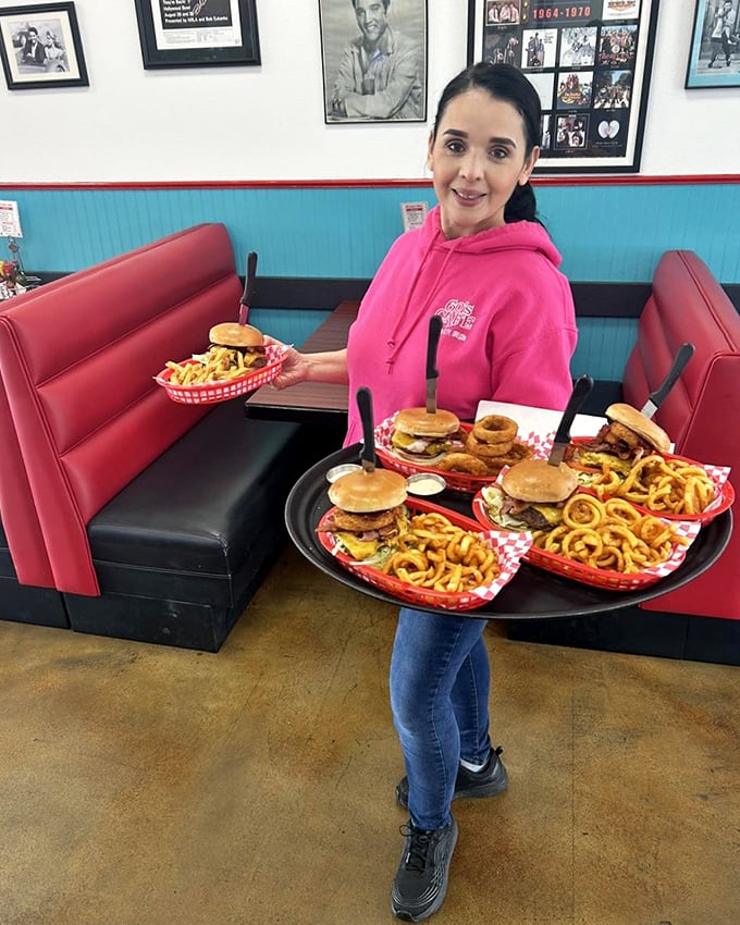 When your server arrives with a tray full of burgers and onion rings, you know you've found food heaven disguised as a casual diner.