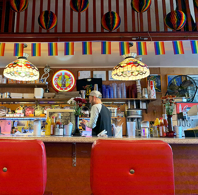 The cook orchestrates breakfast symphonies all day long, turning simple ingredients into edible comfort with practiced ease.