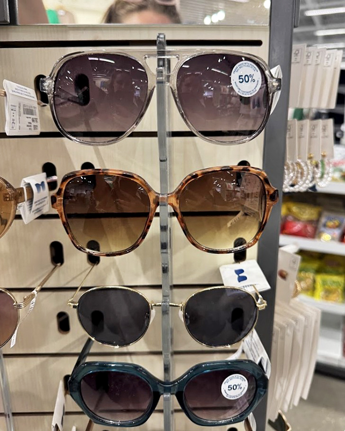 Designer sunglasses at half price&mdash;because squinting at price tags in the Florida sunshine requires proper eye protection.
