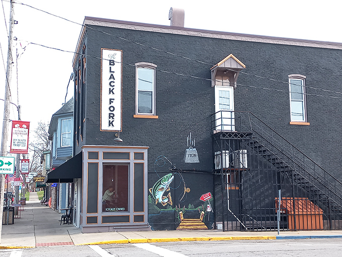 The Black Fork Bistro's fishing-themed exterior hints at what's inside: food that honors local traditions without drowning in nostalgia.