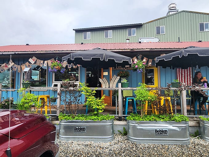 The Salty Pantry's colorful exterior and garden planters promise the kind of local flavor that chain restaurants can't bottle.
