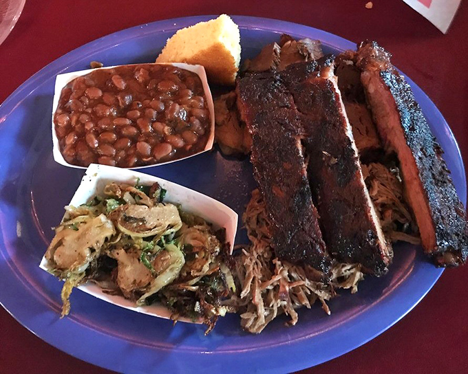 The barbecue sampler plate: where FOMO goes to die and food dreams come true. No need to choose when you can have it all.